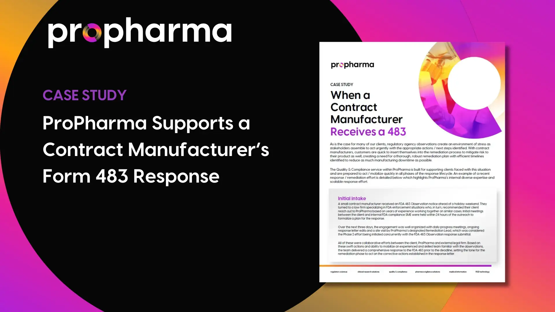 Case Study: ProPharma Supports a Contract Manufacturer's Form 483 Response